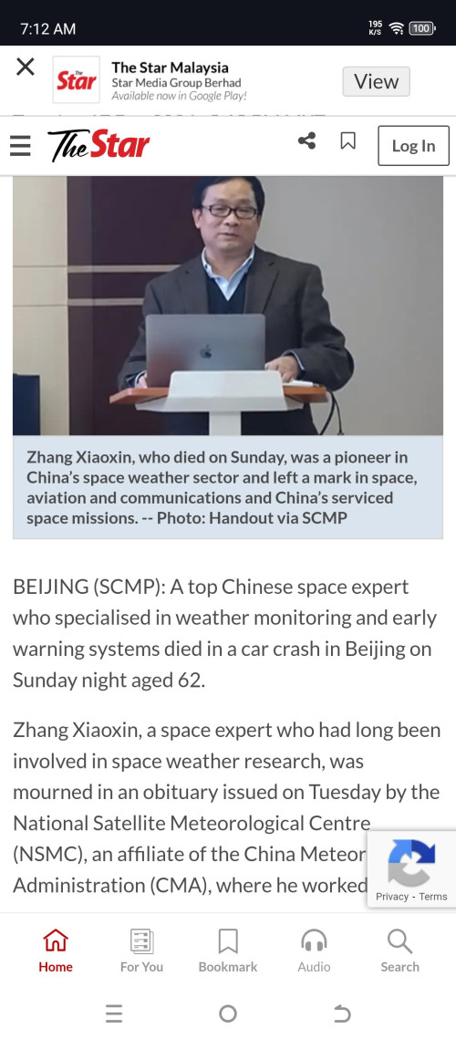 defence expert Zhang Xiaoxin dies in car crash