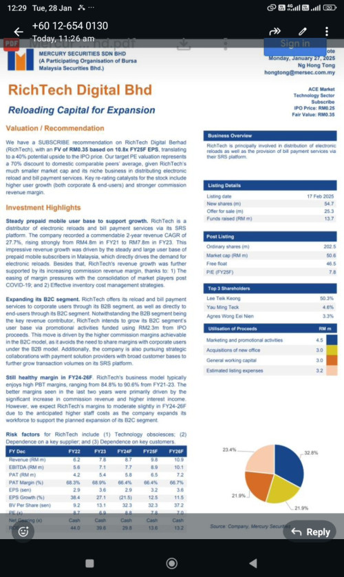 IPO : RICHTECH DIGITAL BERHAD