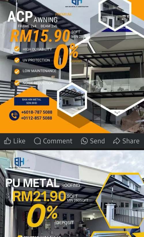 pu metal or acp awnings?