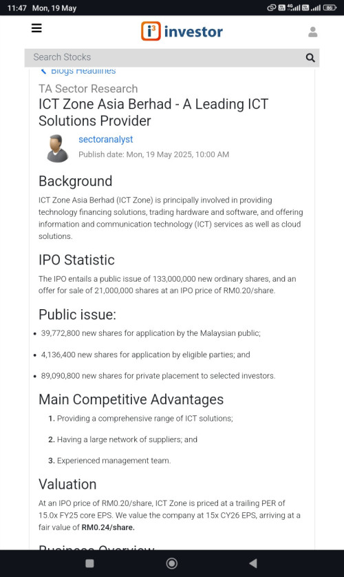IPO : ICT ZONE ASIA BERHAD