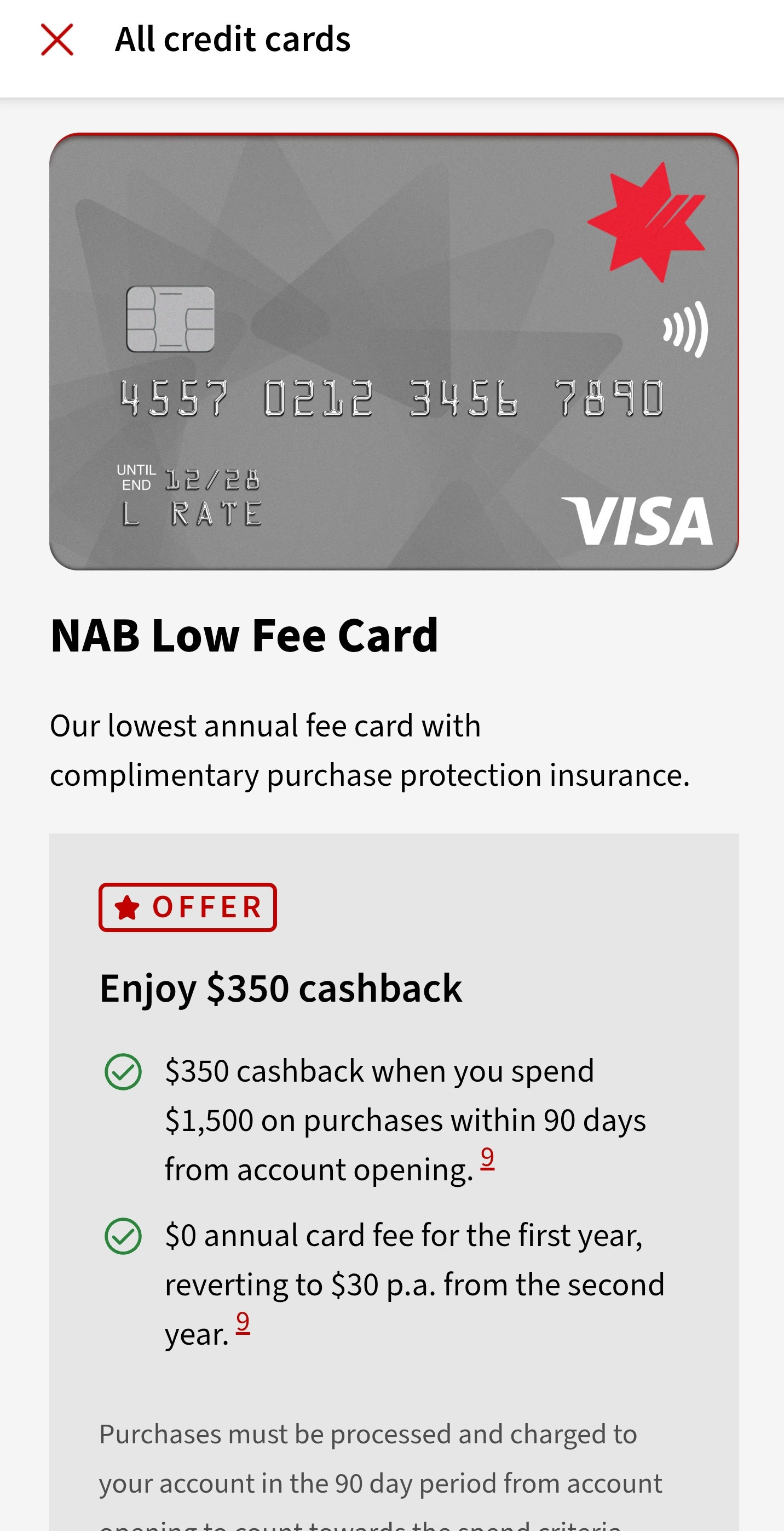 NAB Low Fee Credit Card: $350 Cash Back with $1,500 Spend in 90 Days ...